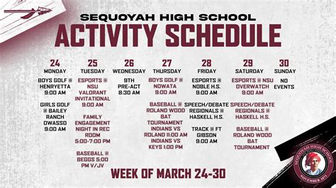 Sequoyah 🏟️ Sequoyah High School Activity Schedule Mar 24 30 🏟️