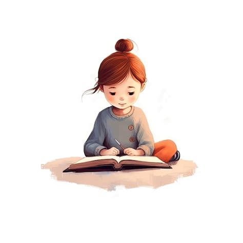 스타일 어린이 책 그림을 그리는 방법을 배우는 이슬람 아랍 어린이 Ai 생성 프리미엄 사진