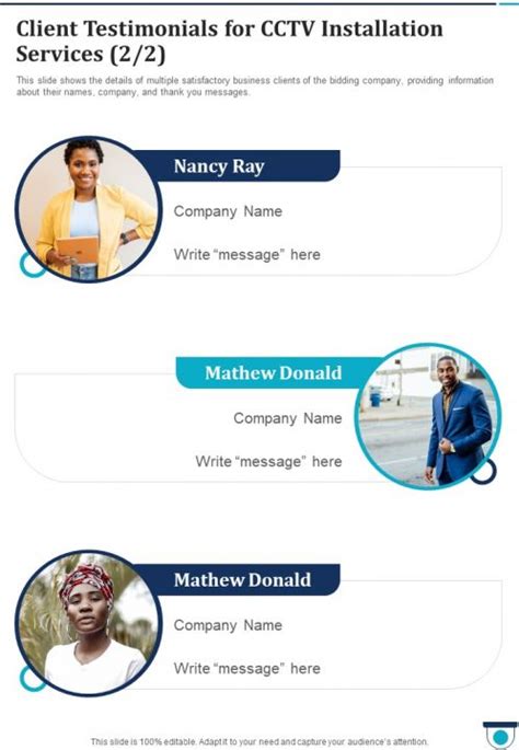Client Testimonials For Cctv Installation Services One Pager Sample Example Document