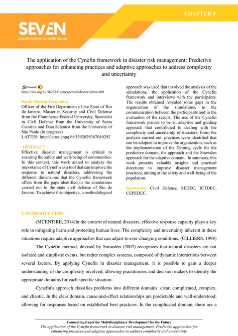 PDF The Application Of The Cynefin Framework In Disaster Risk