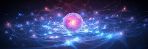 Atom With Rotating Electrons Energy And Matter Concept Background