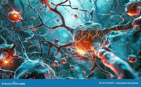 A Detailed Illustration Of A Neuron Network With Complex Branching Structures Stock Illustration