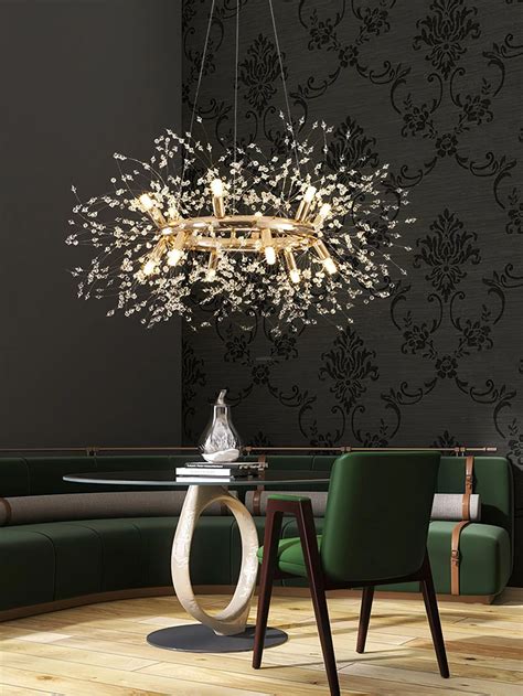 Lustre Dente de Leão Celestial em Cristal Dourado ZIG Iluminação Compre o melhor preço do