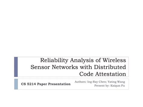 ppt reliability analysis of wireless sensor networks with distributed