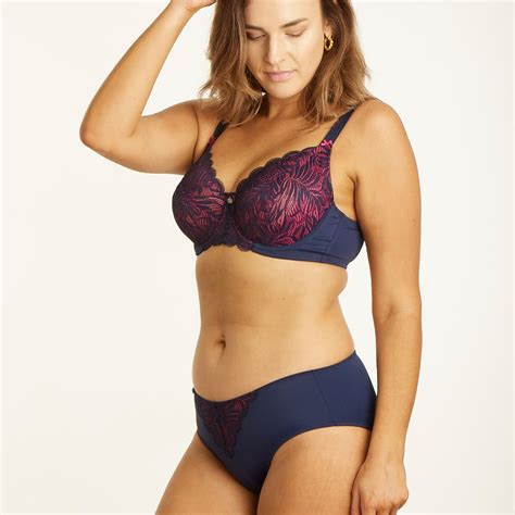 Radiate Lace Full Cup Bra Navy Berry Rose And Thorne