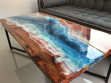 Ocean Epoxy Resin Dining Table Kitchen Slab Table Handmade Etsy