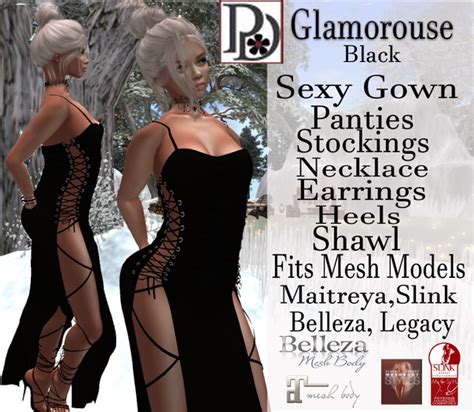 Second Life Marketplace Pd Glamorous Gown Blk