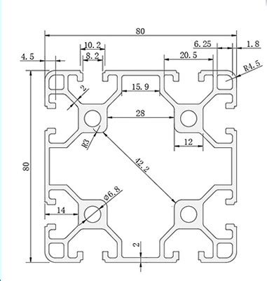 欧标8080L铝型材 80 80设备铝合金型材围栏工业铝型材框架铝型材 虎窝淘