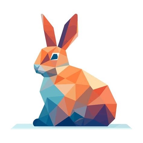 Premium Vector Beautiful Image Of A Rabbit Cute Polygonal Rabbit Hare