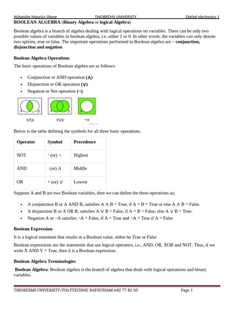Digital Electroncis Part 2 Pdf Boolean Algebra Teaching Mathematics