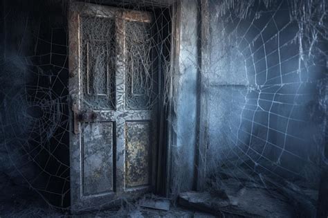 Premium Ai Image A Door In A Dark Room With A Spider Web On The Door