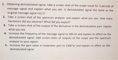 Solved Part A Fm Demodulator Construct The Diagrams Given In