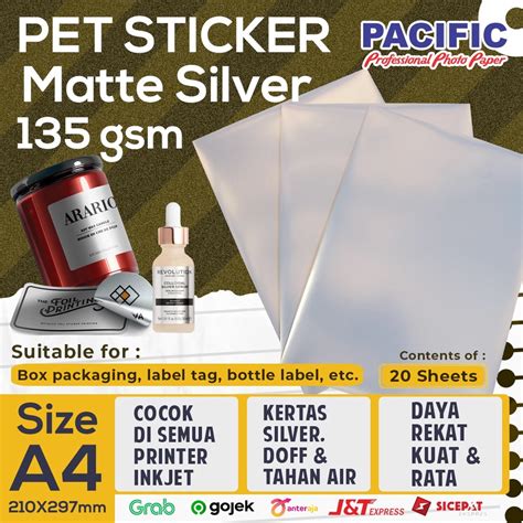 Jual Kertas Stiker Matte Silver Sticker Paper Vinyl Inkjet 135 Gsm