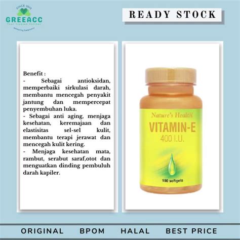 Promo Natures Health Vitamin E 400 Iu Vit E Sumber Antioxidant Diskon 33 Di Seller Aninda
