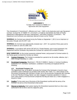 Fillable Online AMENDMENT 2 To State Term Contract 21100000 15 1