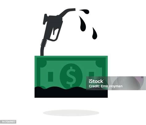 Gasoline Gas Pump Money Concept Fuel Cost Rising Oil Prices Vector