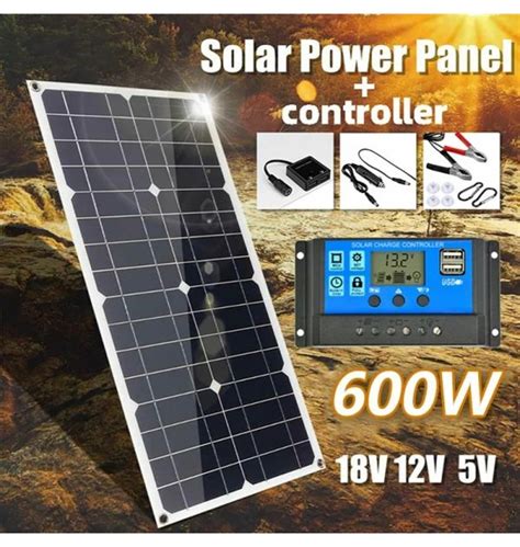 600w 18v 단결정 태양 전지 패널 듀얼 Usb 12v 5v Dc 유연한 충전기 자동차 티몬