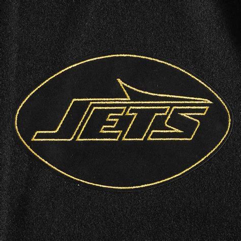 Full Zip Nfl Woolleather New York Jets Black Varsity Jacket