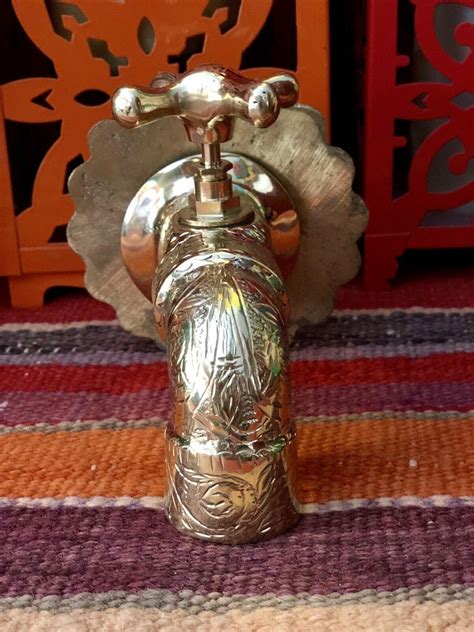 Moroccan Handmade Brass Water Tap Faucet Brass Wall Faucet Embellished