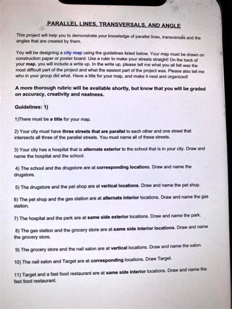 SOLVED PARALLEL LINESIRANSVERSALSAND ANGLE Ths Project Help You Demonstmalo Knoxledou L