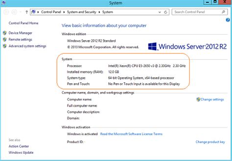 View System Properties On Windows Server 2012
