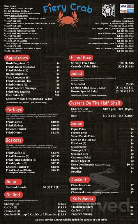 Menu Fiery Crab 55 Off