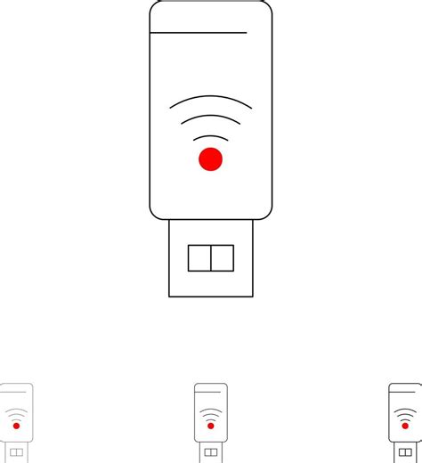 Usb Wifi Service Signal Bold And Thin Black Line Icon Set 17966689 Vector Art At Vecteezy