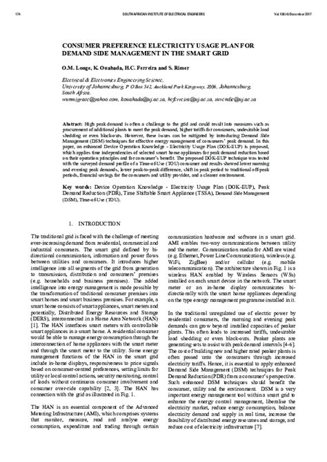pdf consumer preference electricity usage plan for demand side