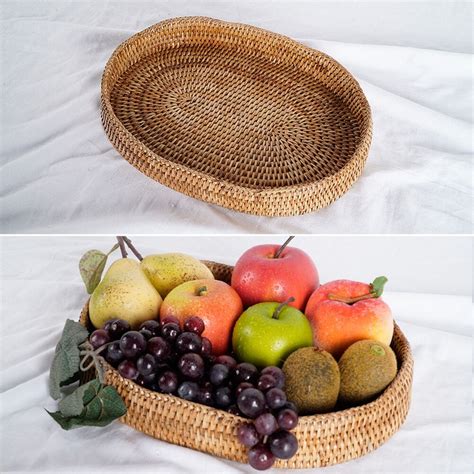 라탄 웨이브 원형 바스켓 테이블 플레이트 쟁반 감도 깊은 취향 셀렉트샵 29cm