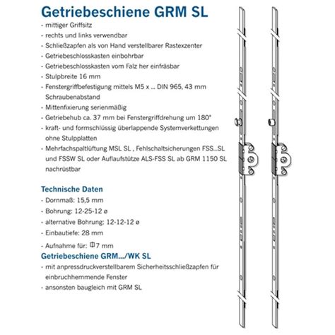Nüßing - Winkhaus DK-Getriebe GRM1600/1 SL, Standard, D 15,5mm GRM ...