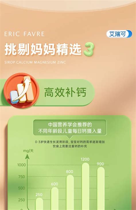 艾瑞可钙镁锌 儿童赖氨酸液体钙婴儿钙铁锌宝宝维vk2钙婴幼儿补钙 天猫 花瓣网
