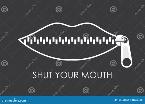 Shut Your Mouth Concept Lips Zipped Stock Vector Illustration Of Lips