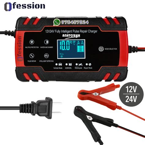 Cargador Inteligente De Batería Auto Baterías Moto 12v Y 24v Con Carga