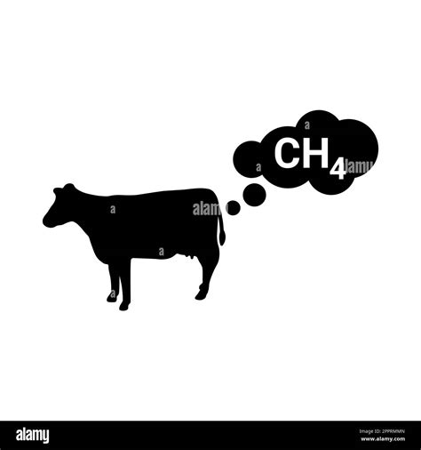 Cow Ch4 Black Vector Icon On White Background Stock Vector Image And Art