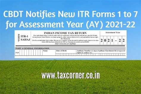 CBDT Notifies New ITR Forms To For Assessment Year AY