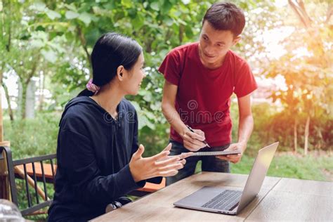 Asian Group Developer Programming Hand Pointing Display Coding