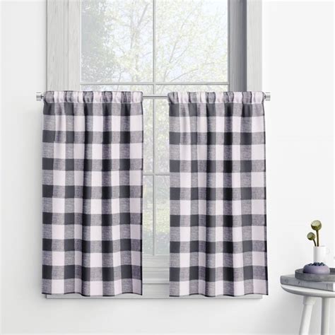 Black White Buffalo Plaid Curtains Etsy