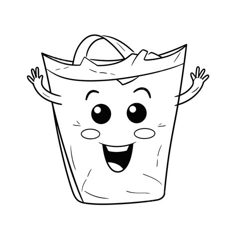 खुली बाहों वाले रंग पेजों के साथ कार्टून बैग वेक्टर चित्रण 24 आउटलाइन स्केच ड्राइंग पुन