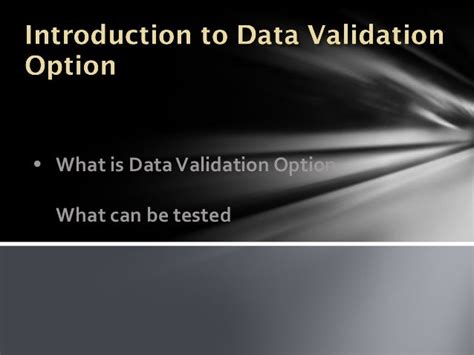 Data Validation Option