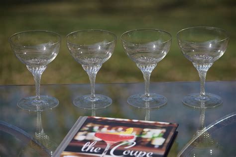 Vintage Crystal Cocktail Glasses Set Of 4 Crystal Cocktail Glasses
