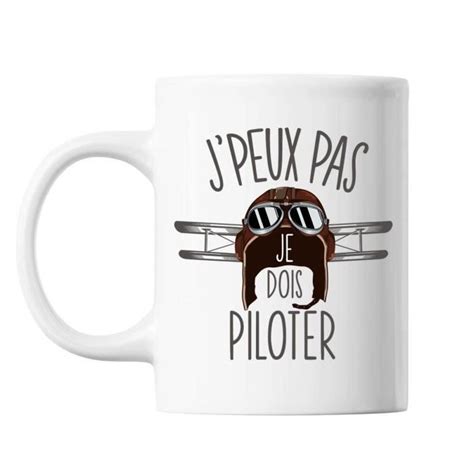 Mug Aviation pilote j peux pas Blanc Tasse Cadeau Personnalisé