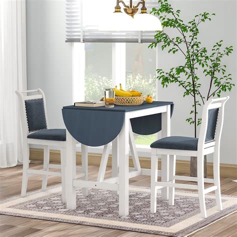 Harper And Bright Designs 3 Piece Wood Folding Dining Table Set Drop Leaf