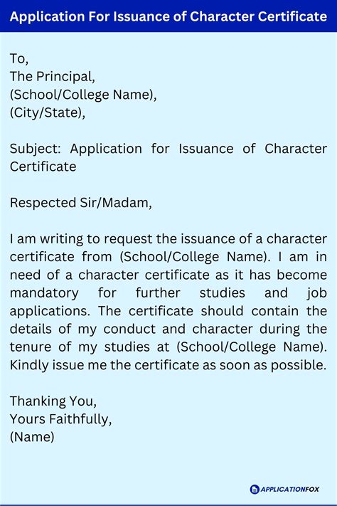 Samples Application For Character Certificate