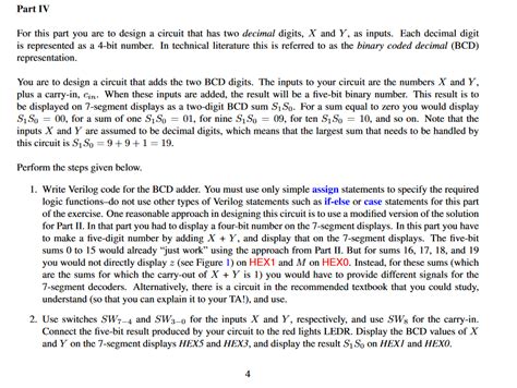 solved part iv since your circuit handles only bcd digits