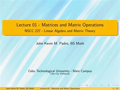 Solution Lecture 01 Matrices And Matrix Operations Studypool
