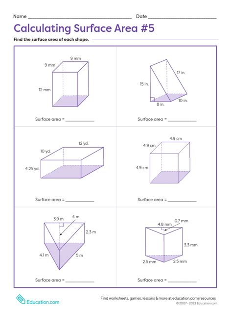 Calculating Surface Area 5 Pdf