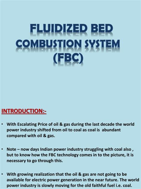 Fluidized Bed Combustion System Fbc Pdf Fluidization Combustion