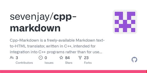GitHub Sevenjay Cpp Markdown Cpp Markdown Is A Freely Available