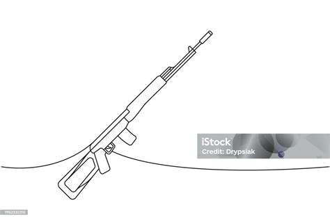 저격 소총 저격 총기 한 줄 연속 그리기 다양한 현대 무기 연속 한 줄 그림 벡터 선형 그림 경찰관에 대한 스톡 벡터 아트 및 기타 이미지 Istock