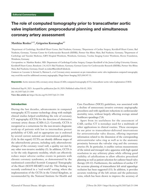 Pdf The Role Of Computed Tomography Prior To Transcatheter Aortic